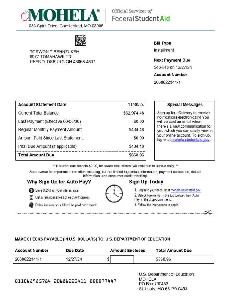 MOHELA Account Statement Overview | PDF | Interest | Debit Card