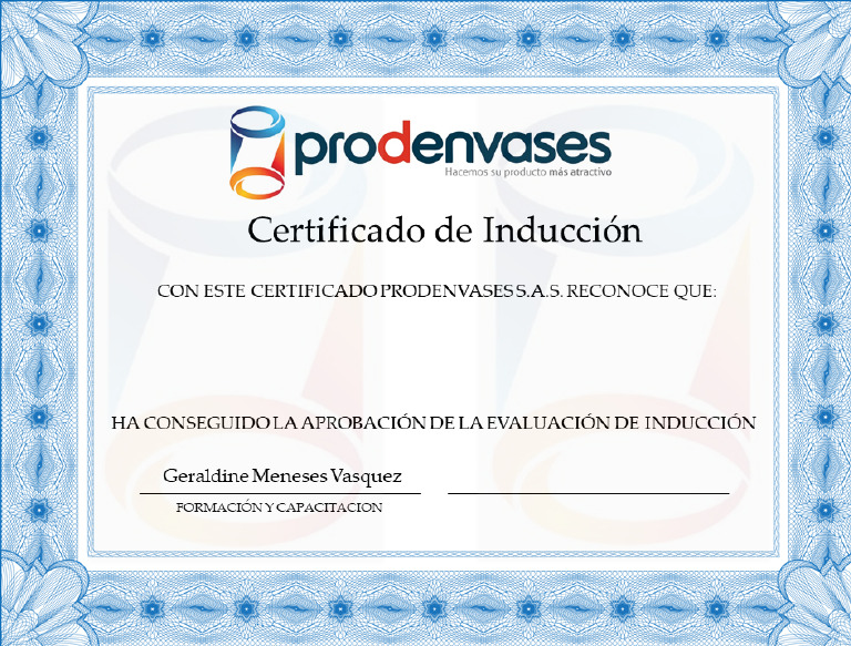 Certificado Induccin Corporativa | PDF