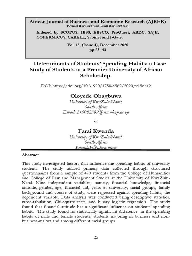 Factors Influencing Student Spending Habits | PDF | Logistic Regression ...