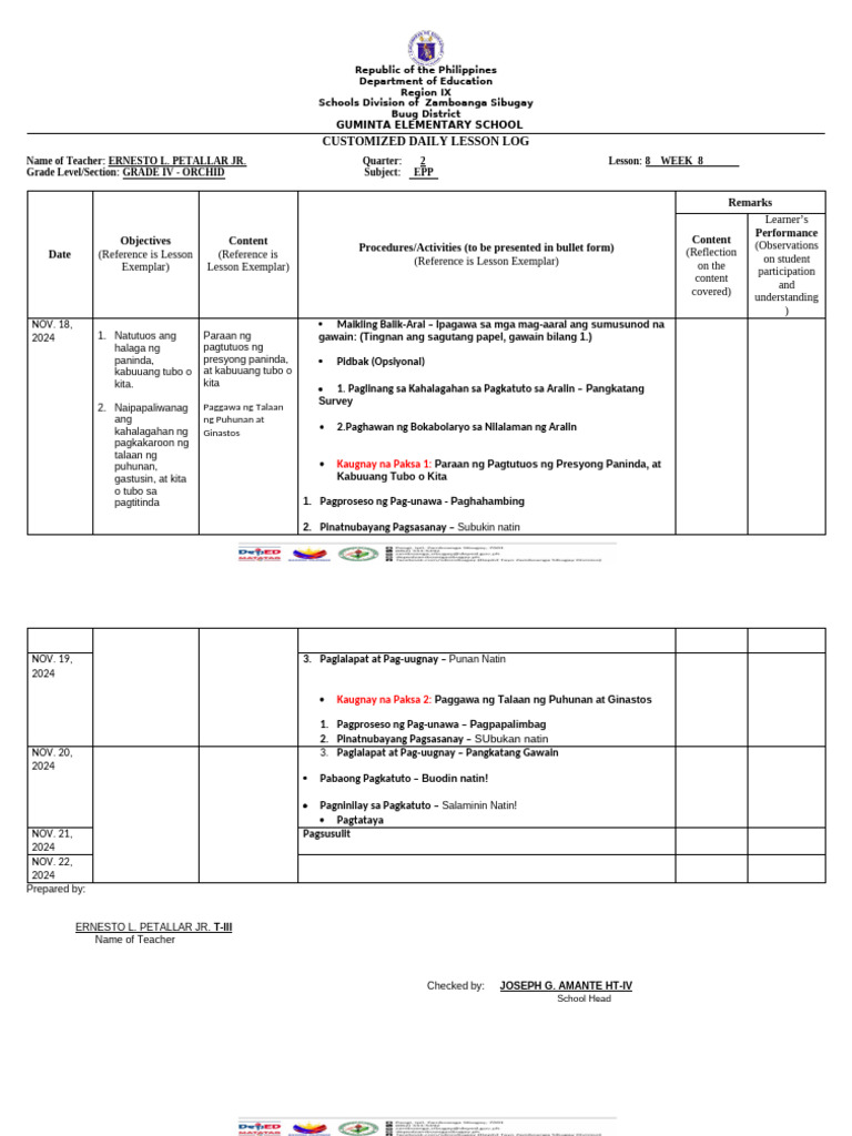 Epp 4 Q2 Week 8 CDLL | PDF