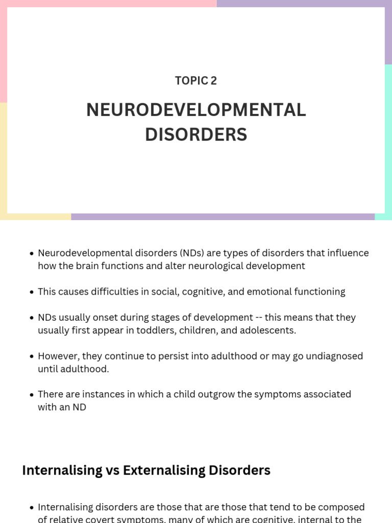 TOPIC 2-Neurodevelopmental Disorders | PDF | Attention Deficit Hyperactivity Disorder | Learning ...
