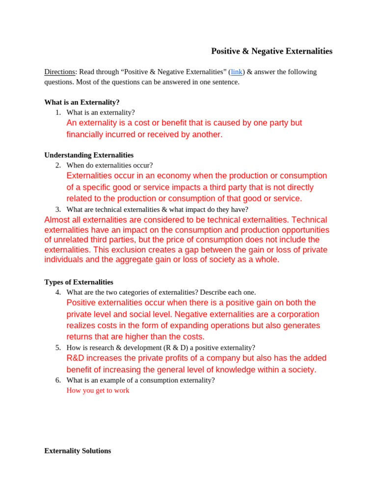 Positive & Negative Externalities | PDF | Externality | Environmental ...