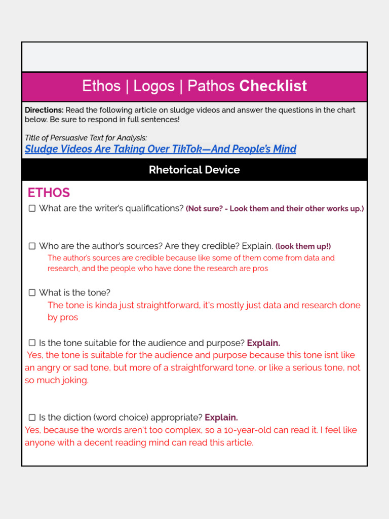 Ethos Logos Pathos Worksheet | PDF | Logos | Emotions