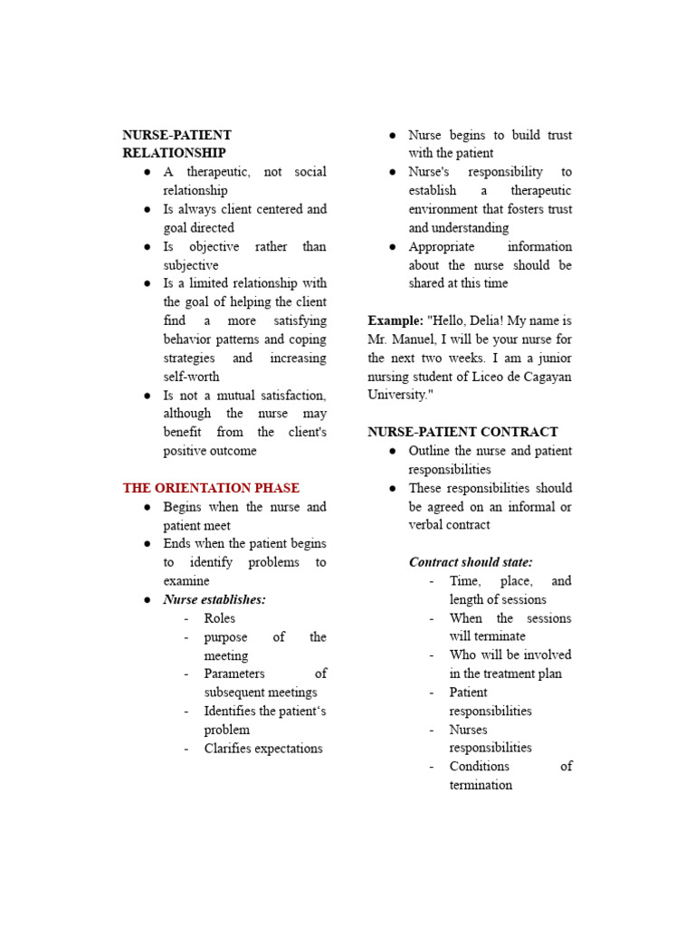 Copy of PSYCHE DAY 3 NOTESNurse Patient Relationship 1 | PDF ...