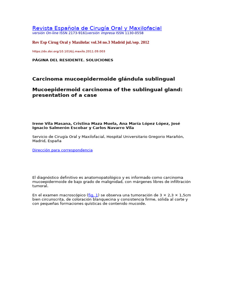 Revista Española de Cirugía Oral y Maxilofacial | PDF | Cáncer | Neoplasias