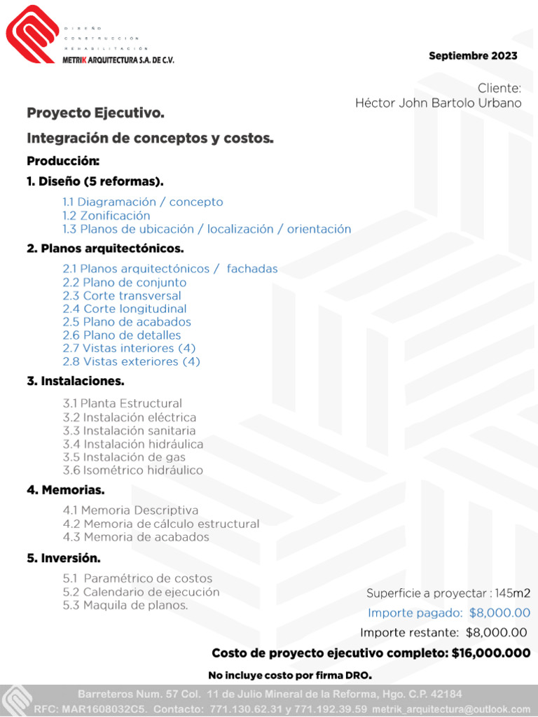 Propuesta Económica Héctor John 2023 | PDF