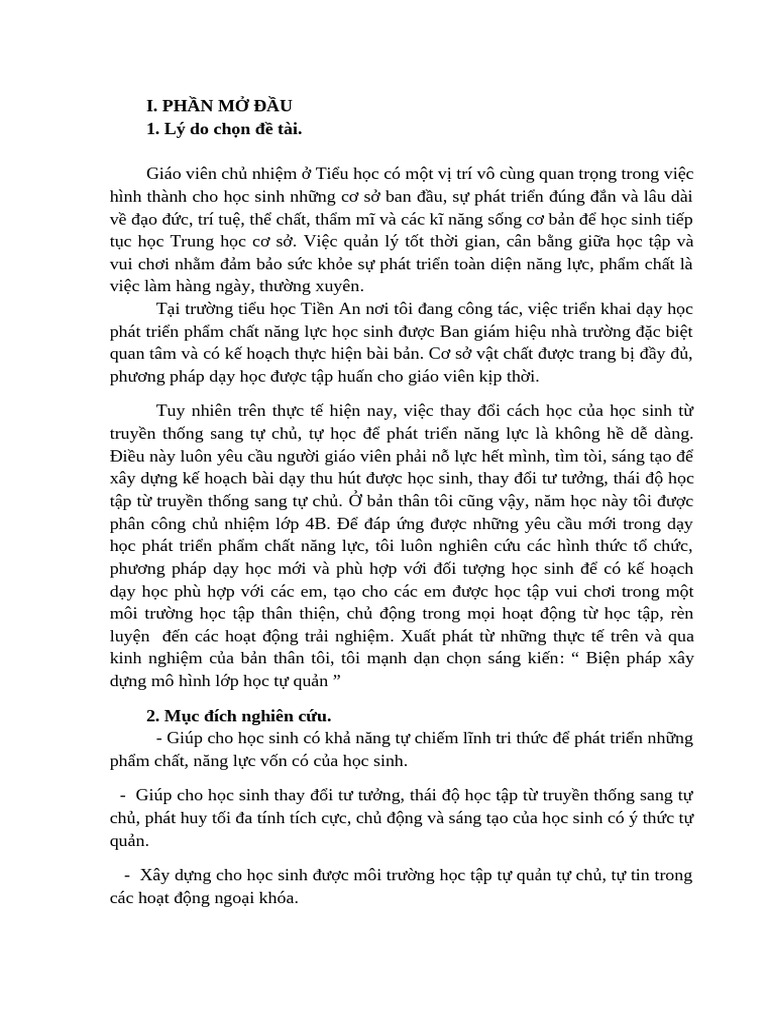 SKKN GVCN MÔ HÌNH TỰ QUẢN ZALO TÀI LIỆU TIỂU HỌC TẶNG NHÓM | PDF