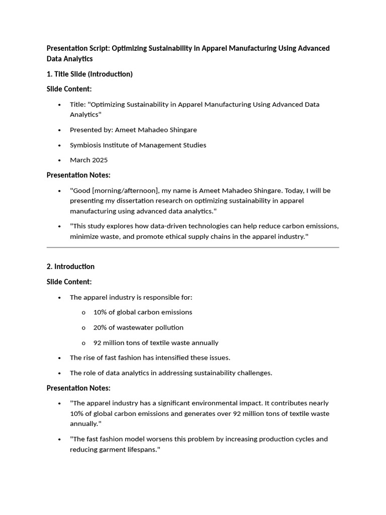 Presentation Script | PDF | Internet Of Things | Analytics