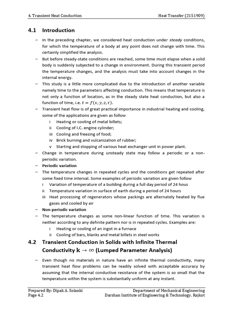 Transient Heat Conduction Analysis | PDF | Thermal Conduction | Heat ...