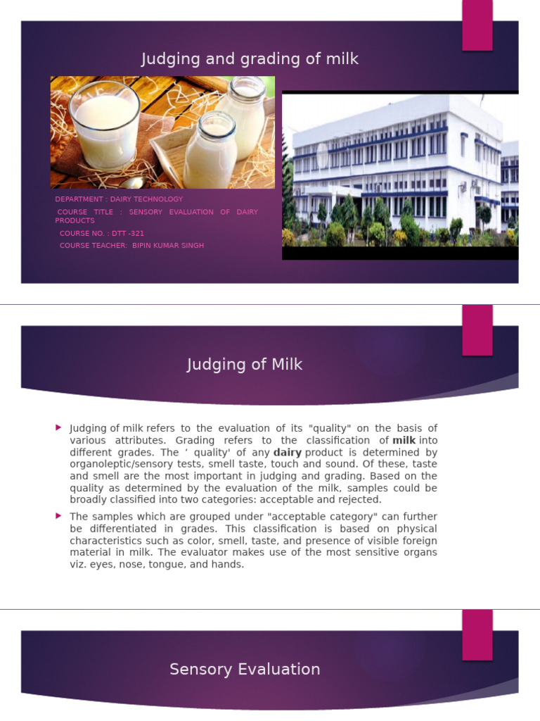 Milk Grading and Quality Evaluation | PDF | Taste | Milk