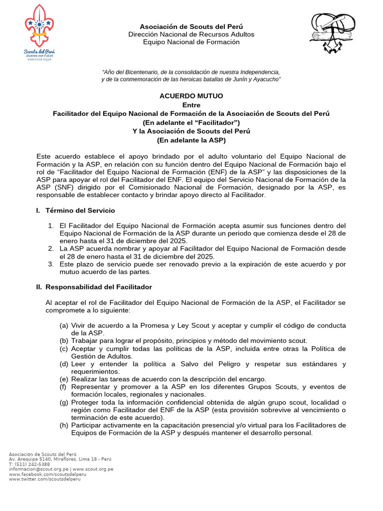 Acuerdo - Mútuo - ENF (1) - REVISADO | PDF | Exploración | Perú