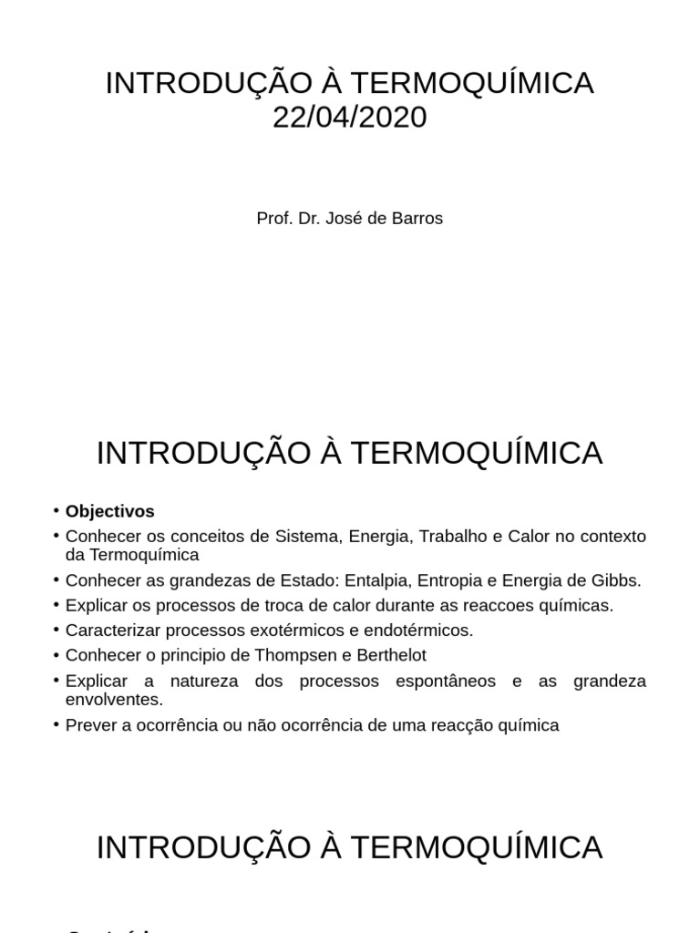 Aula 1 Termoquimica | PDF | Entalpia | Calor