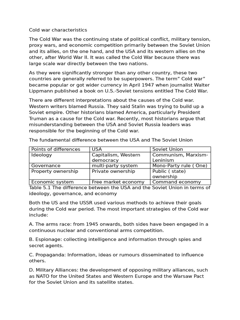 Characteristics of the Cold War | PDF | Cold War | Soviet Union