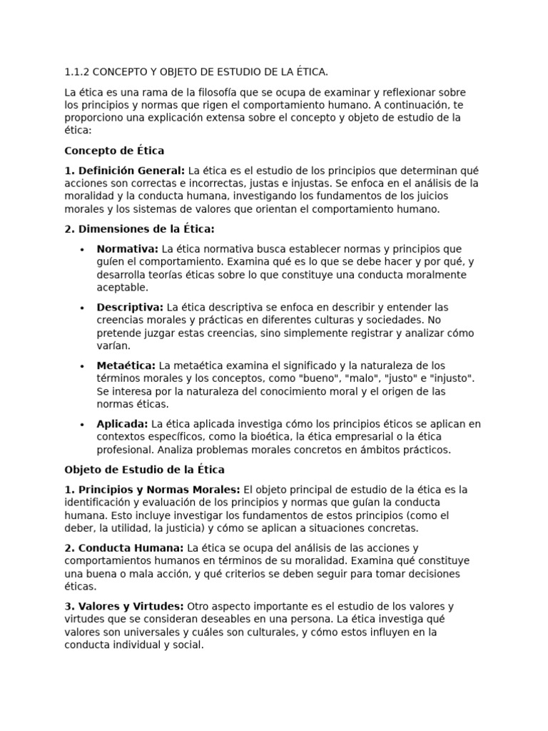 Concepto y Ramas de la Ética | PDF | Moralidad | Platón
