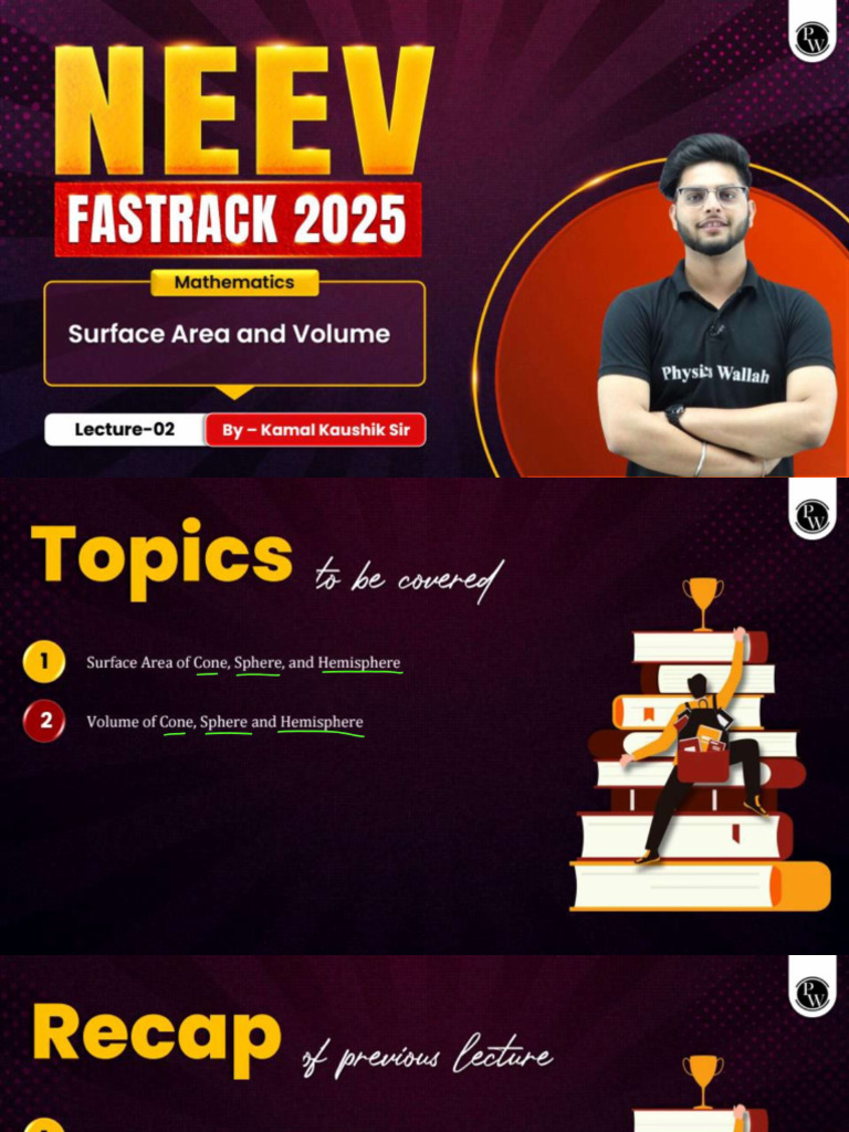 Surface Area & Volumes 02 _ Class Notes __ Neev Fastrack 2025 | PDF