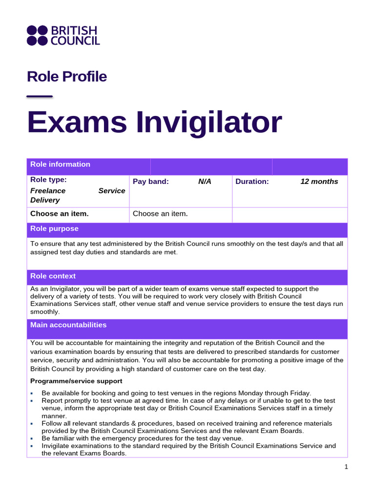Invigilator Role Profile14082022 1 | PDF