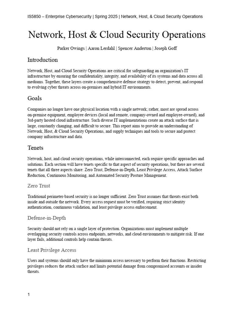 Network, Host, & Cloud Security Operations | PDF | Security | Computer Security