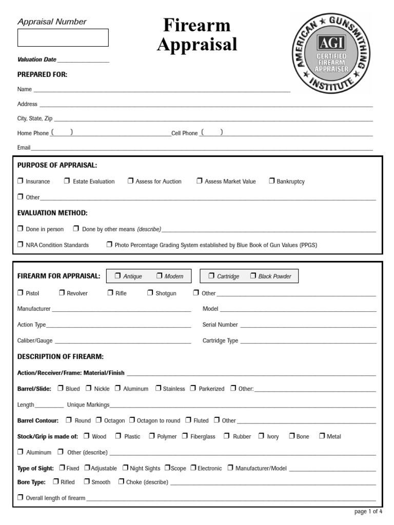 Firearm Appraisal Form Template | PDF | Firearms | Gun Barrel