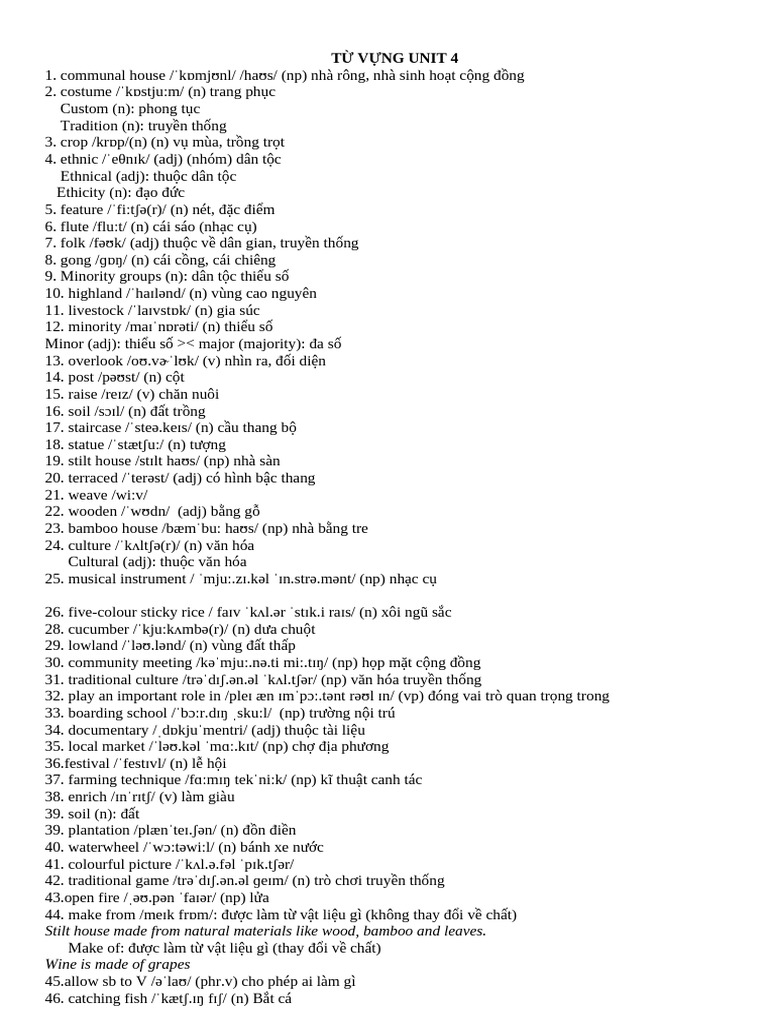 T V NG Anh 8 - Unit 4 | PDF