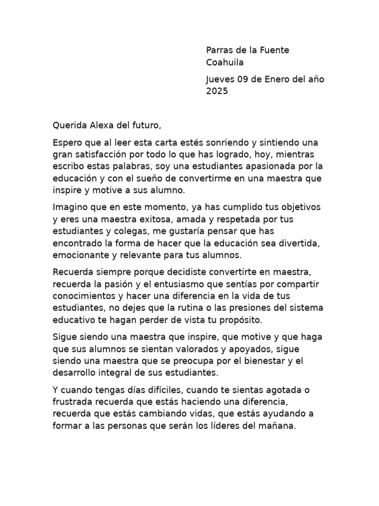 Carta motivadora a mi yo del futuro | PDF
