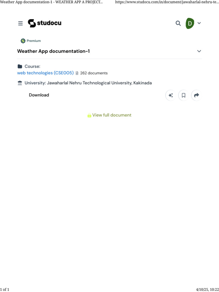 Weather App Documentation-1 - WEATHER APP A PROJECT REPORT Team Members ...