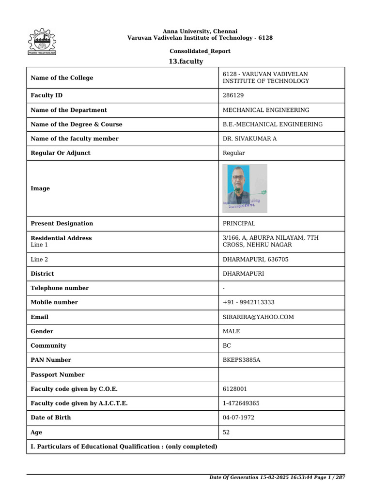 6128 - Consolidated - Report - fACULTY | PDF | Doctor Of Philosophy | Educational Stages