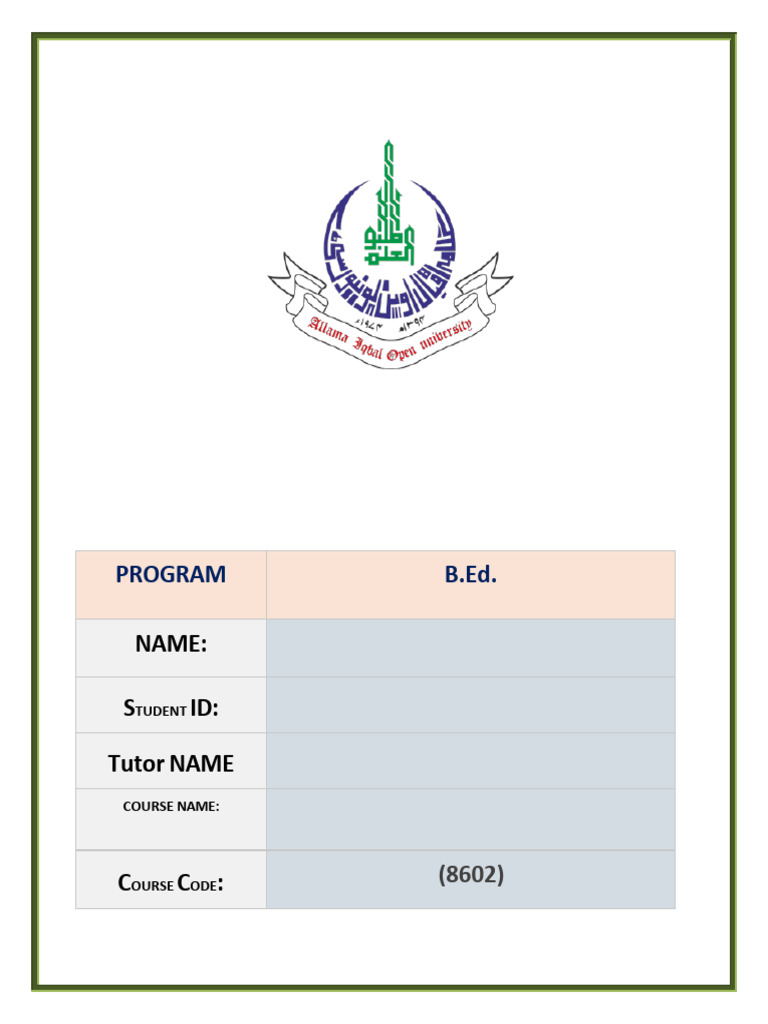 8602 Assignment No 1 Muhammad Shahid | PDF | Educational Assessment | Critical Thinking