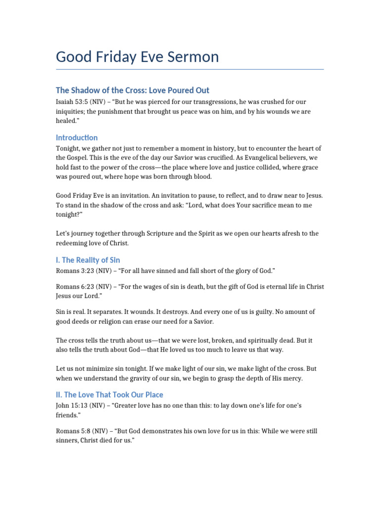 Good Friday Eve Reflection and Communion | PDF | Eucharist | Jesus