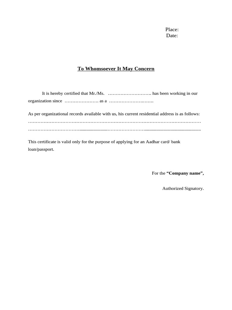 HR Address Proof Letter 2 | PDF