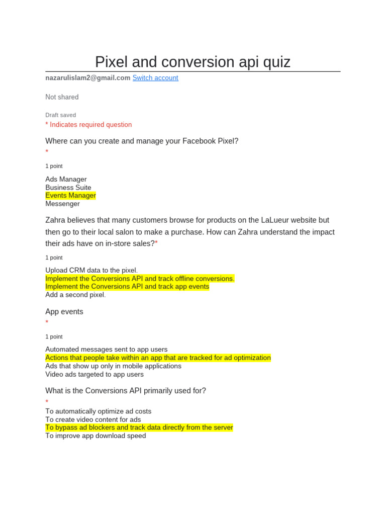 Pixel and Conversion Api Quiz | PDF | Facebook | Http Cookie
