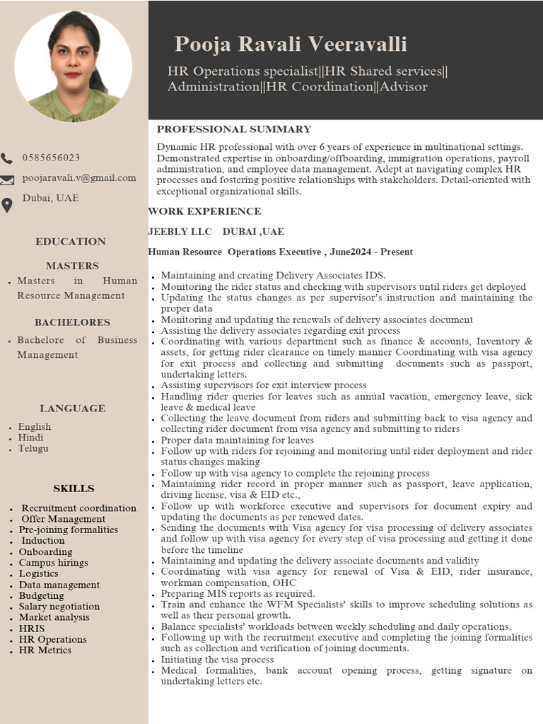 Pooja Veeravalli Resume '25 | PDF | Human Resource Management | Business