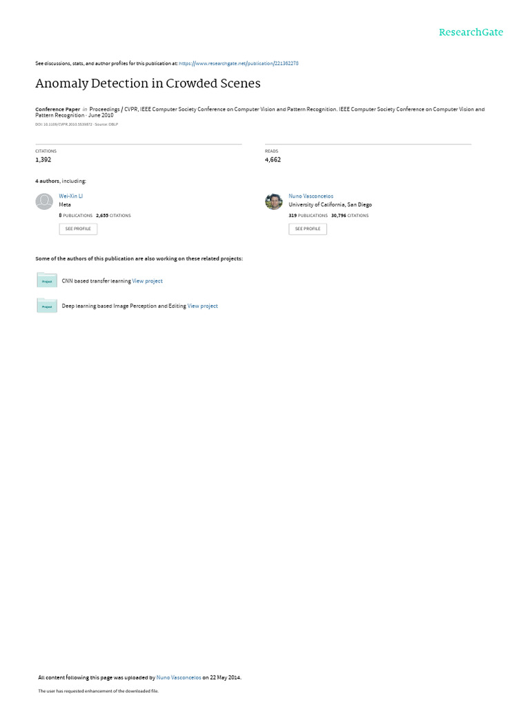 Anomaly_Detection_in_Crowded_Scenes | PDF | Principal Component Analysis