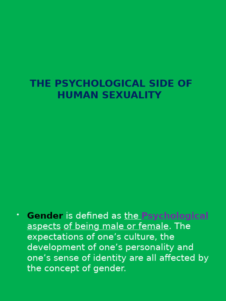 The Psychological Side of Human Sexuality and Gender Revised | PDF ...