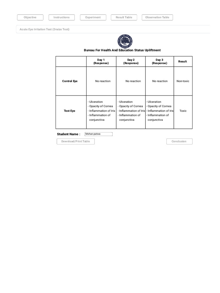 Acute Eye Irritation Test | PDF