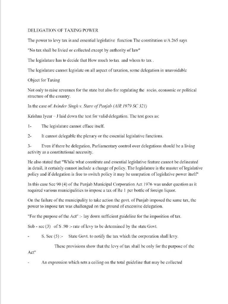 Delegated of Taxation Power | PDF | Taxes | Government