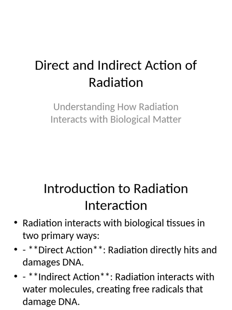 Direct Indirect Action of Radiation | PDF