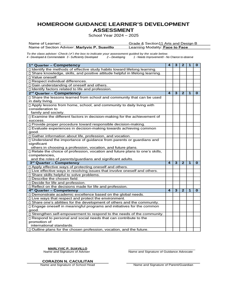 HG Assessment Tool TEMPLATE | PDF | Learning | Decision Making