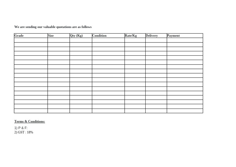 Quotation Format and Sample Details | PDF