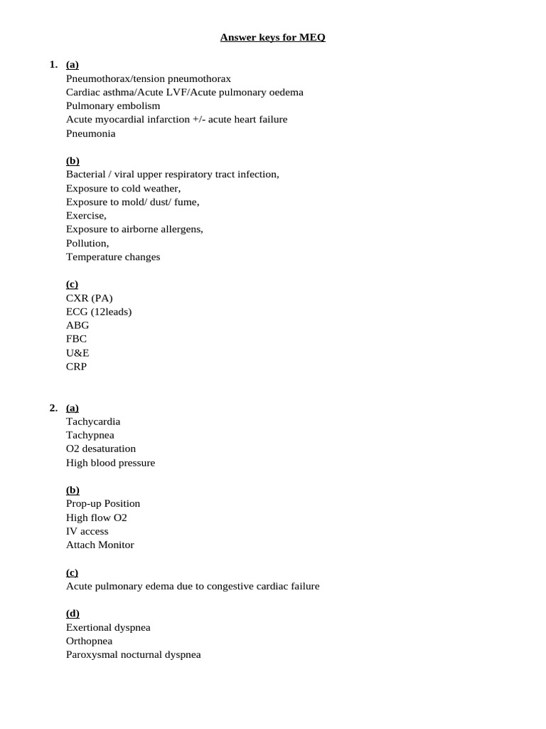 Formative MEQ Answers | PDF