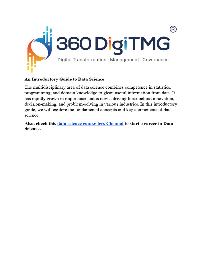 Data Science Course Fees Chennai | PDF | Data Science | Machine Learning