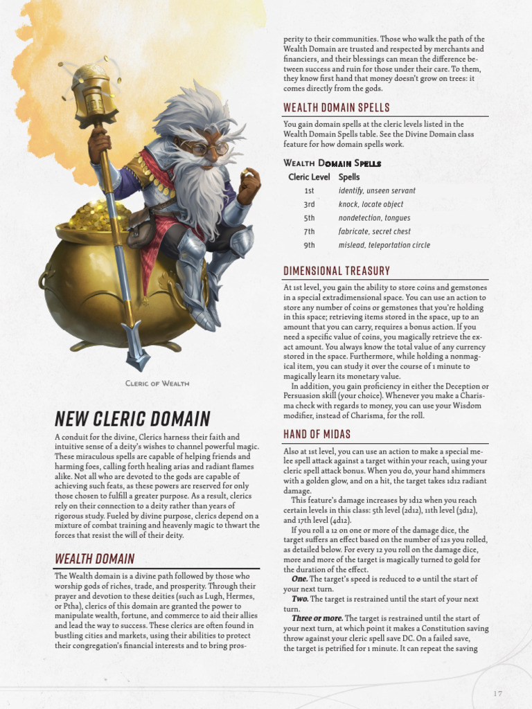 Cleric - Wealth Domain v1.0 | PDF