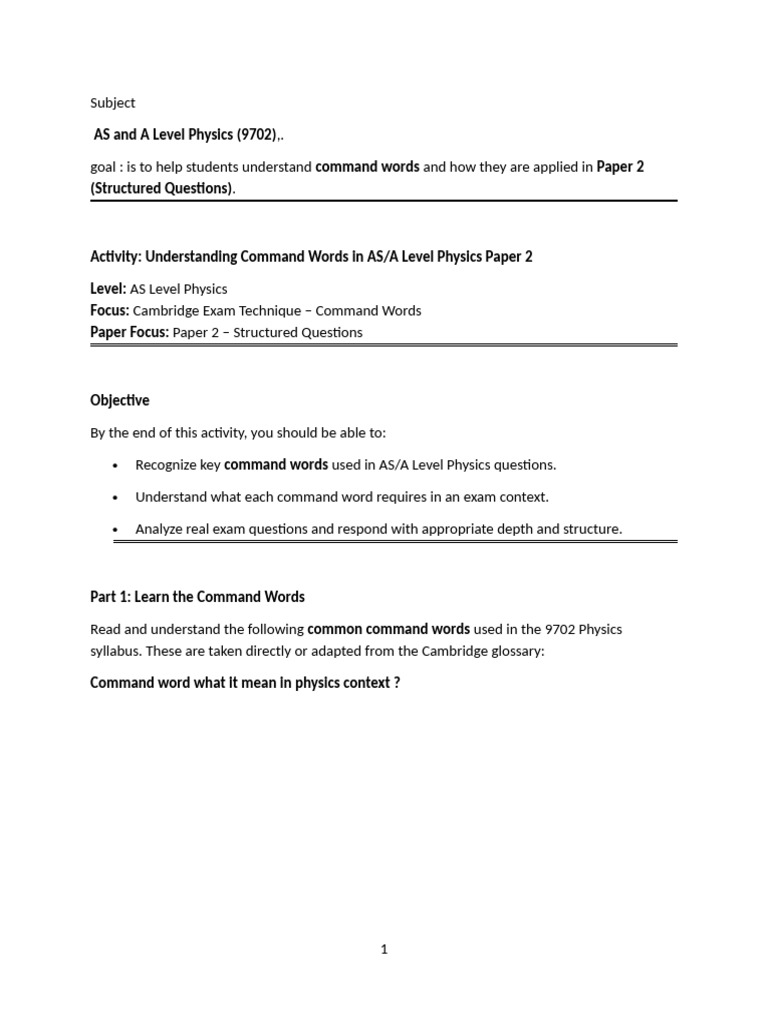independent study command words year 12 | PDF
