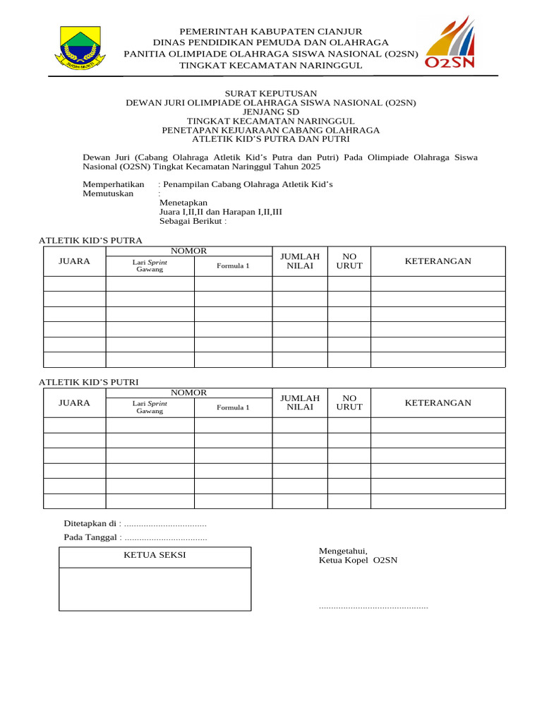 Berita Acara Penetapan Juara | PDF