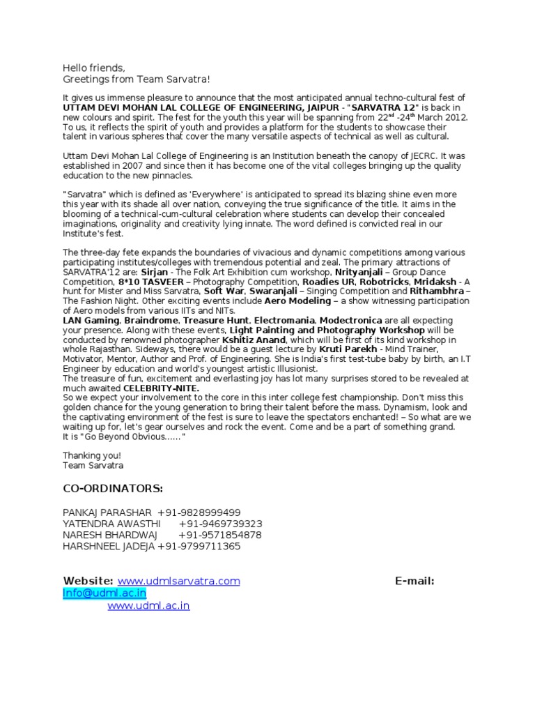 Sarvatra 12 tech fest returns with new spirit | PDF