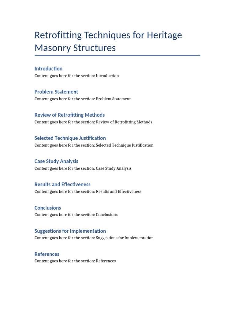 Retrofitting Techniques for Heritage Masonry Structures | PDF