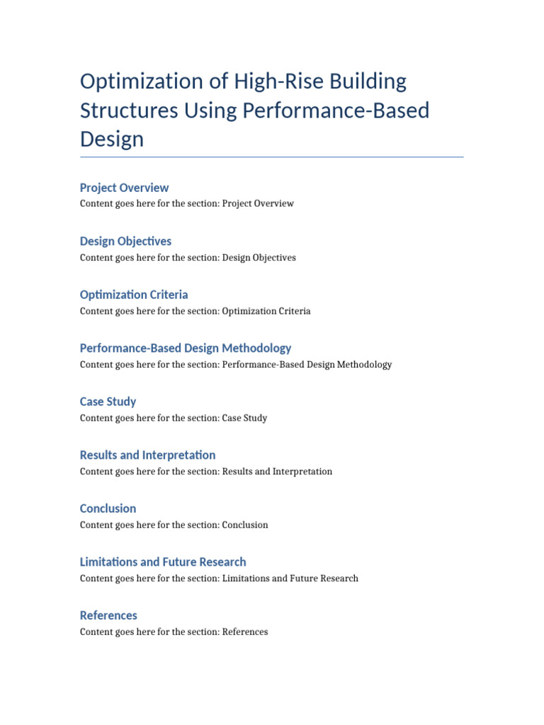 Optimization of High-Rise Building Structures Using Performance-Based Design | PDF