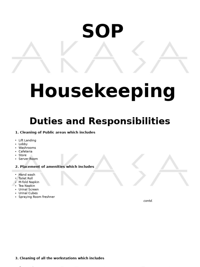 SOP hk | PDF | Housekeeping | Toilet