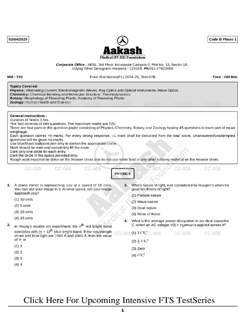 Fts-07b (Phase-1) Question Paper - Pdfs | PDF
