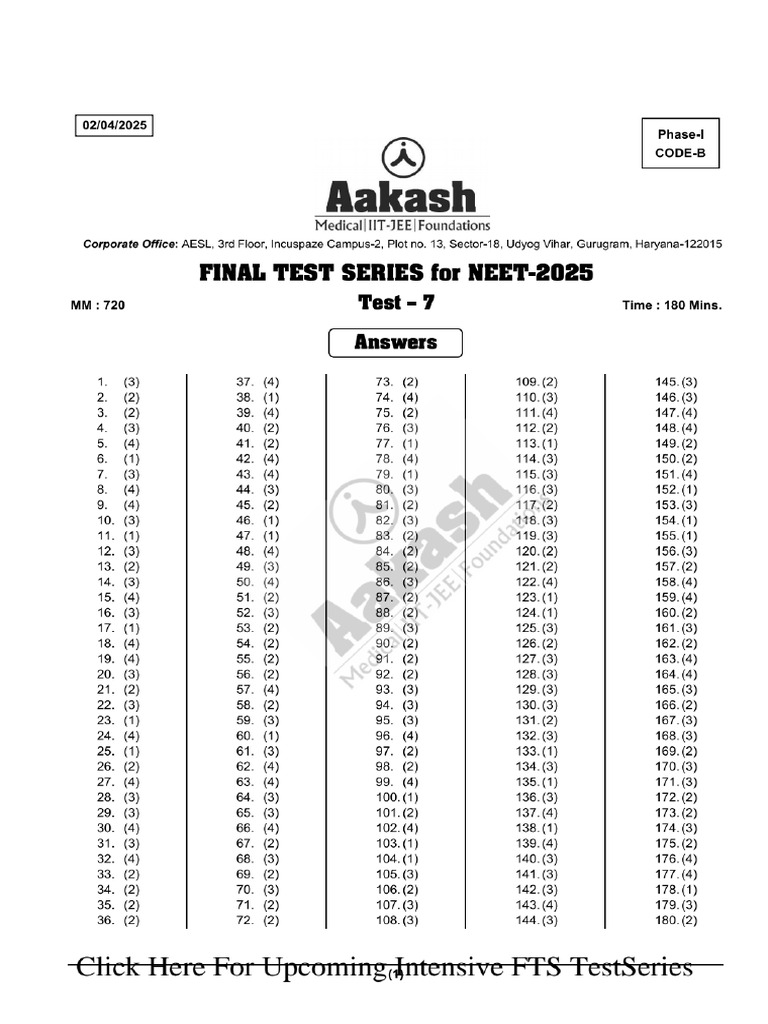 Fts-07b (Phase-1) Solution 2025 PDF | PDF