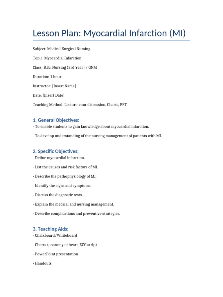 Myocardial Infarction Nursing Overview | PDF | Myocardial Infarction ...